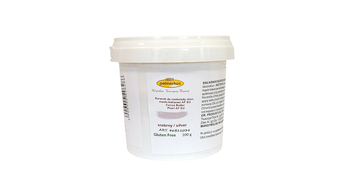 Čokoládové barvivo stříbrné koncentrované kakaové máslo 200 g 46B11034 ...